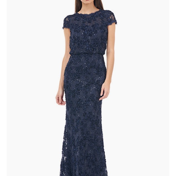 JS Collections | Dresses | New Js Collections Navy Blue Sequined Gown I ...